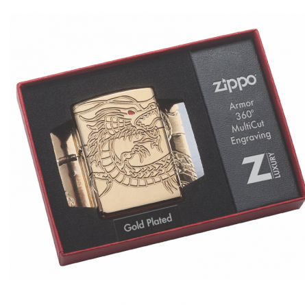 Zippo Armor - Dragon 360° - High Polish Gold Plate